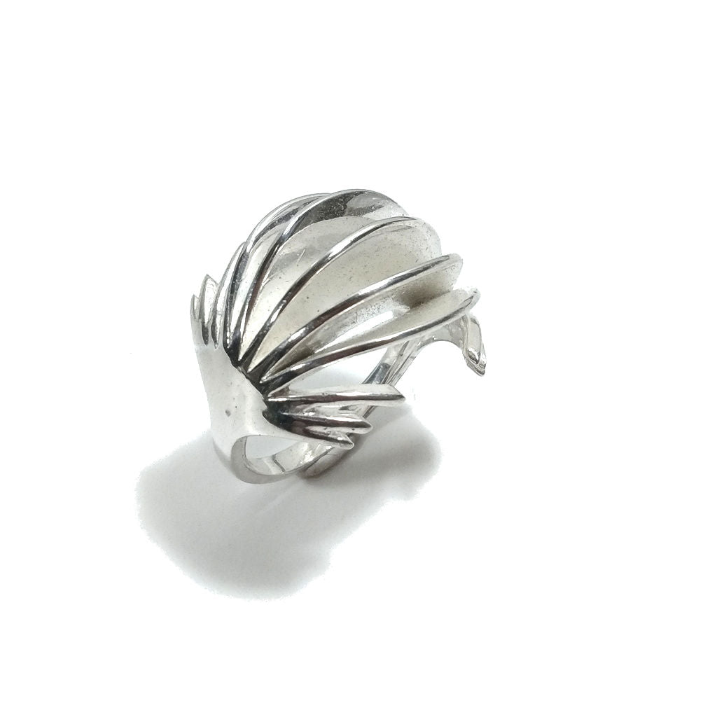 white spiral shell ring